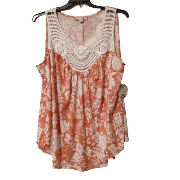 Misia | Tops | Misia Curvy Fit Lace Neck Floral Knit Top 2x Nwt | Poshmark